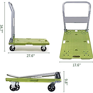 Push Cart Dolly by HBFBDRCT, Heavy Duty Moving Platform Hand Truck, Foldable for Easy Storage and 4 Silent Rubber Wheels with 330lb Weight Capacity for Luggage,Moving, Shopping and Office Use