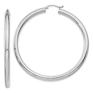 NYC Sterling Women Sterling Silver 4mm High Polished Round Hoop Earrings (70MM)