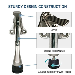 One Touch Kickdown Door Stopper, Door Holder, Heavy Duty Door Stops, Bottom of Door, Height-Adjustable Rubber Tips by HASHI (Antique Bronze 6 inch x 1pack)