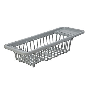 Kitchen Details Sink Dish Rack | Dimensions: 17.9"x 6.3"x 3.9" | Kitchen Accessories | Holds Dinnerware | Drinkware | Utensils to Drain | Frees up Counter Space | Grey or White