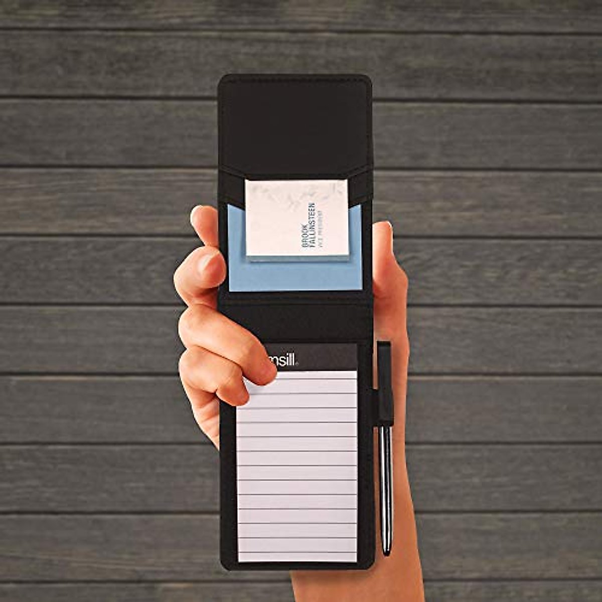 Samsill Mini Pocket Notepad Holder and Memo Pad 5 Pack Bundle, Durable Cover, Includes Five 2 7/16 x 4 1/4" Sized Writing Pads with 40 Lined Sheets, Refillable, Black