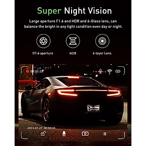 Dash Cam Front and Rear,4K+1080P WiFi Dual Dash Camera for Cars with App, 3" IPS Dashboard Camera Recorder,Night Vision,24H/7 Parking Mode, Loop Recording,170° Wide Angle,Free 64GB SD Card