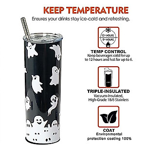Ghost Tumbler Halloween Tumbler Halloween Gifts for Women, Ghost Cups Gothic Tumblers with Lids and Straw, Coffee Mug Travel Mug Halloween Cup Unique Birthday Christmas Gift