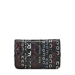 Chanel, Pre-Loved Black & Multicolor Lambskin Data Center Wallet on Chain (WOC), Black