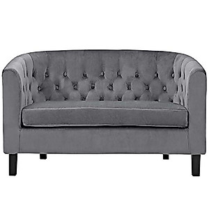 Modway Prospect Velvet Upholstered Contemporary Modern Loveseat In Gray
