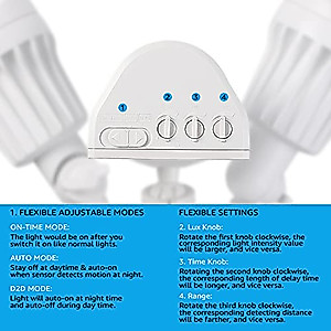 LEONLITE COB LED Security Light, Commercial Motion Sensor Flood Lights Outdoor, 3 Modes Motion Detector+Dusk to Dawn+Switch Control, 100-277V, Adjustable 2-Head, IP65, 5000K Daylight, ETL, White