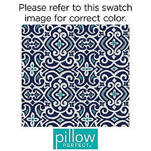 Pillow Perfect Damask Indoor/Outdoor Sofa Setee Swing Cushion, Tufted, Weather, and Fade Resistant, 19" x 44", Blue/White New Damask, 1 Count
