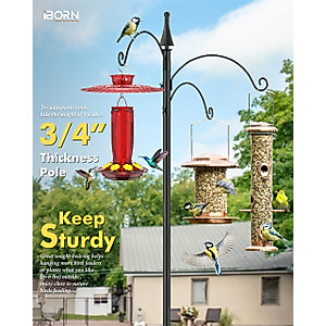 iBorn Shepherds Hooks for Outdoor Clamp On Deck Hook for Bird Feeder 45 Inch Bird Feeder Hangers for Deck Railing Humming Bird Feeders Hanging Tri-Hooks 2024 New (Feeders are Not Included)