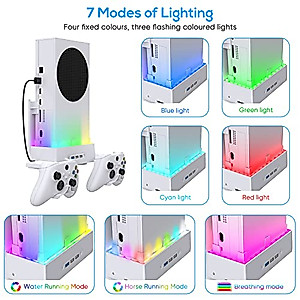 Wall Mount Holder for Xbox Series S, MENEEA Wall Mount Kit Accessories with Cooling Bracket, RGB LED Light Strip, USB Port, Controller Hook for Series S