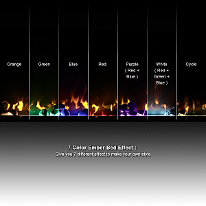 Geniqua 42" Wall/Stand Mounted Electric Fireplace w/Remote Heater LED Multi Flame Timer