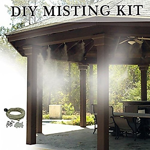 Patio Misting Kit - Pre- Assembled Misting System - Cools temperatures by up to 30 degrees - Brass/Stainless Steel Mist Nozzles - For Patio, Pool and Play areas (36 ft - 8 Nozzles)