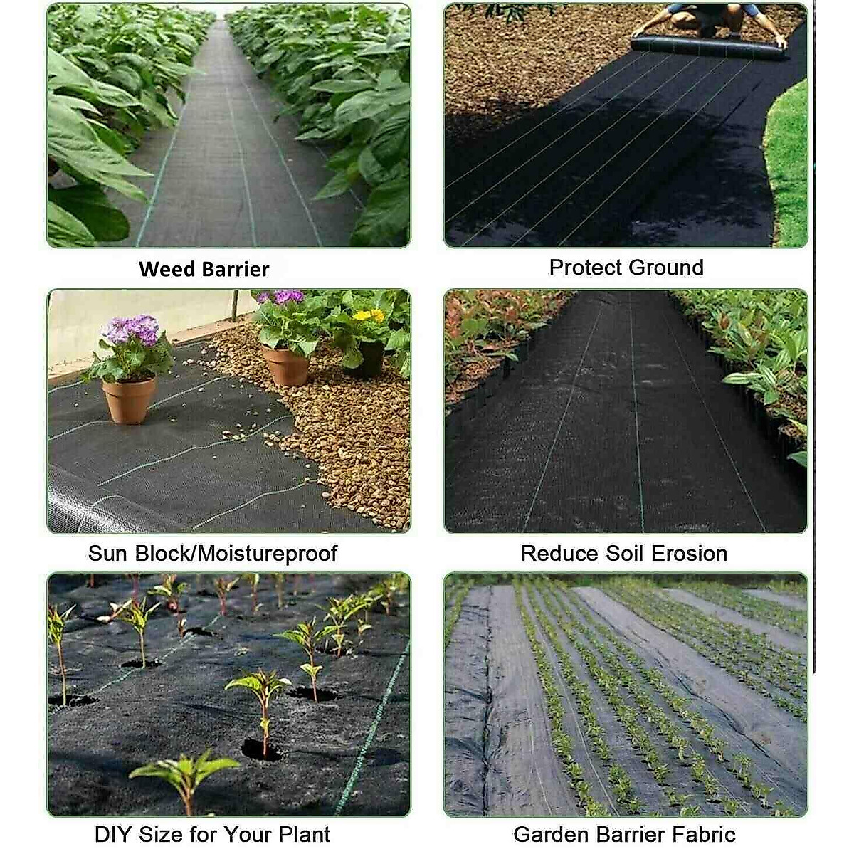 Groweco Landscape Fabric 6ft X 50ft Weed Barrier Landscape Fabric Heavy Duty Premium 3.2oz Garden Fabric Weed Barrier Weed Block Gardening Mat,Woven Geotextile Fabric Ground Cover Weed Barrier