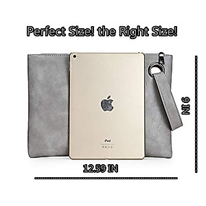 Unique Vegan Women Clutch Bag PU Leather Envelope Clutch Bag Handbag Wristlets for Beach Holiday (black)