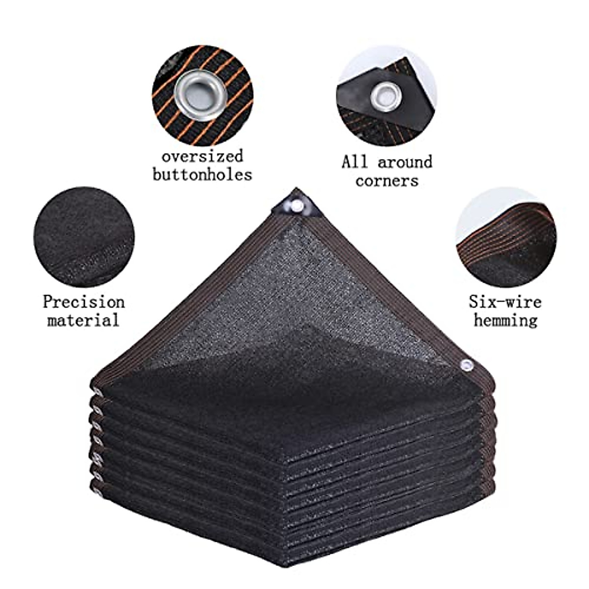 90% Sunblock Shade Shade Sail,Uv Resistant Shade Cloth, Shade Nettting with Buttonhole,Rectangle Sun Mesh for Garden Outdoor Flower Plant Camping,Black,2X6m,3X3m,6X8m (Size : 1X2m)