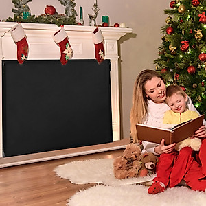 Magnetic Fireplace Cover for Inside Fireplace Stops Heat Loss, Fireplace Blanket Draft Stopper for Winter & Summer, Hot & Cold Air Blocker, Black, 38”W X 31”H Insulated Fireplace Draft Cover