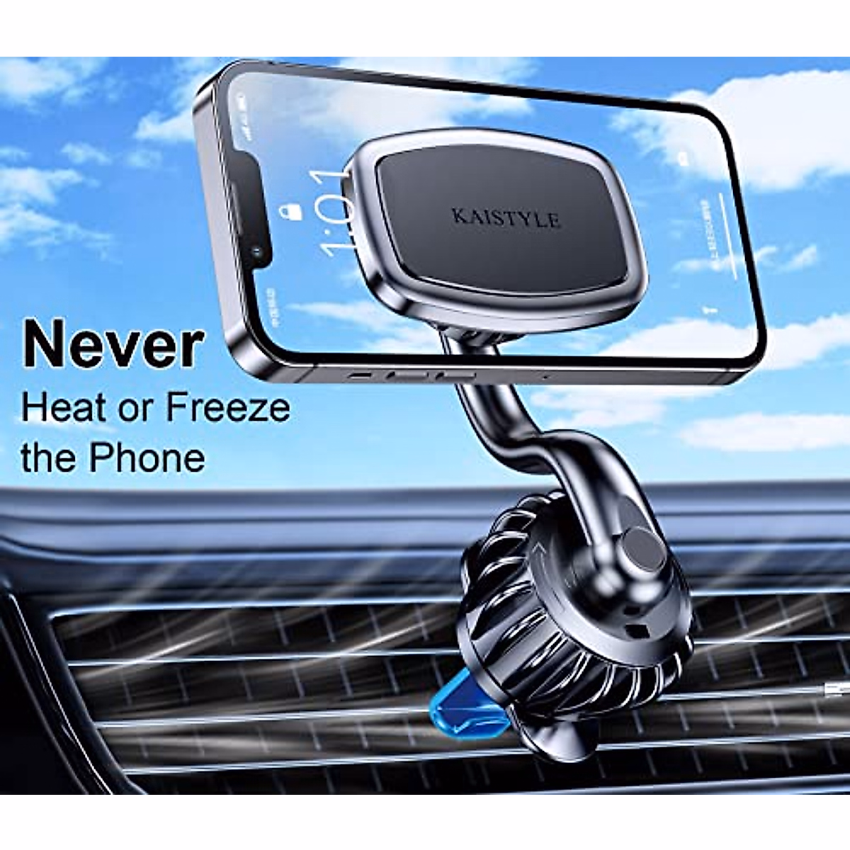 Kaistyle Magnetic Phone Mount, [Upgraded Clip] Unobstructed Car Vent Phone Mount [360° Rotate Arm] Cell Phone Holder for Car, Phone Car Holder Compatible with 4-6.7 inch Smartphone and Tablets