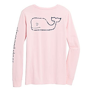 vineyard vines Women's Long-Sleeve Vintage Whale Pocket T-Shirt, Flamingo, Large