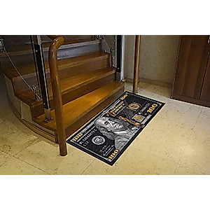HUAHOO Black Money Rugs 100 Dollar Bill Area Rug Door Mat Runner for Living Room Bedroom Indoor Outdoor Rug (18" x 43")