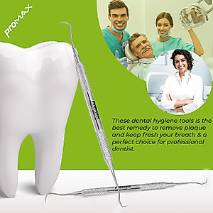 Professional Dental Tartar Scraper Tool - Double Ended Tartar Remover for Teeth, Dental Pick, Plaque Remover, Tooth Scraper - Added Tooth Cleaning at Home - 100% Surgical Stainless Steel-45-10127 (2)