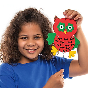 Baker Ross AX159 Owl Wooden Puppet Kits for Kids - Pack of 4, Childrens Woodcraft Painting Sets for Kids Arts and Crafts Projects