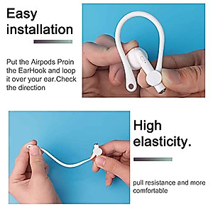 3 Pairs Ear Hooks for AirPods 1 & 2 & 3 and AirPods Pro, Professional Anti-Drop Silicone Earbuds Tips Hook Compatible with Apple AirPods 1 & 2 & 3 and AirPods Pro(2Pairs White +1pair Black)