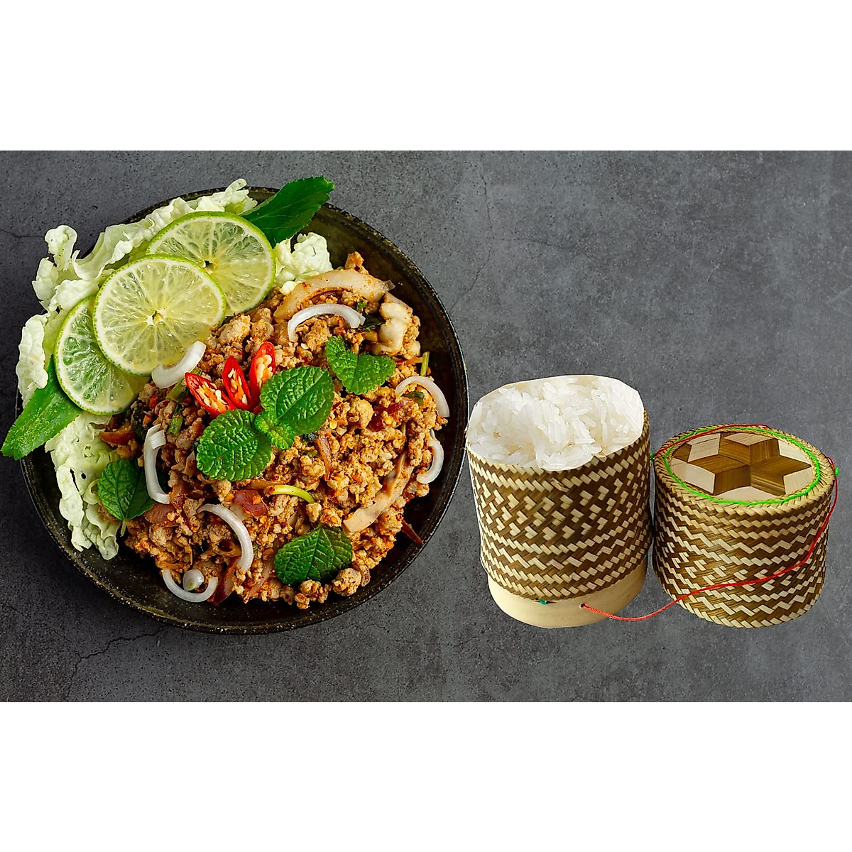 Heavens Tvcz Bamboo Serving Baskets Sticky Rice Handmade Kratip Thai Laos Traditional Wickerwork Based Travel Picnic Keep Sticky Rice Warm