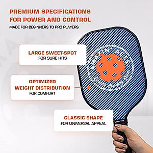Amazin' Aces Carbon Fiber Pickleball Paddle Set in Blue and Pink - 2 Pickleball Rackets with Carbon Fiber Face and Polymer Core, 4 Outdoor Balls, and 1 Carry Bag