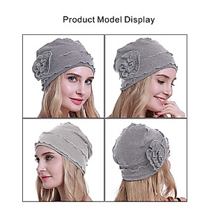 osvyo Chemo Headwear Turban Cap for Women - Cancer Beanie Hair Loss Sealed Packaging Light Grey