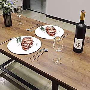 HITHOS 3-Piece Dining Table Set, Rustic Wood Kitchen Dinner Table with Benches for 4, Breakfast Nook Table with Wine Rack and Glass Holder, Rustic Brown