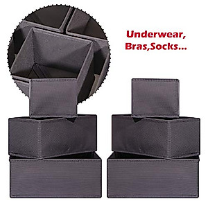 DIOMMELL 12 Pack Foldable Cloth Storage Box Closet Dresser Drawer Organizer Fabric Baskets Bins Containers Divider for Baby Clothes Underwear Bras Socks Lingerie Clothing,Dark Grey 11-2224