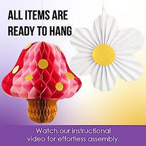 Mushroom classroom decor, Mushroom Party Decorations, Mushroom Birthday Decorations, Fairy garden alice in wonderland decor, Forest theme garland, Fairytale centerpiece, paper hanging lantern smurfs