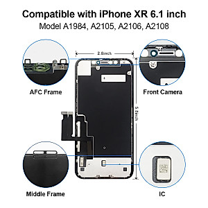 EFAITHFIX for iPhone XR LCD Screen Replacement 6.1 Inch Frame Assembly Display and 3D Touch Screen Digitizer with Repair Tools Kit for A1984/A2105/A2106/A2108 with Waterproof Adhesive Tempered Glass
