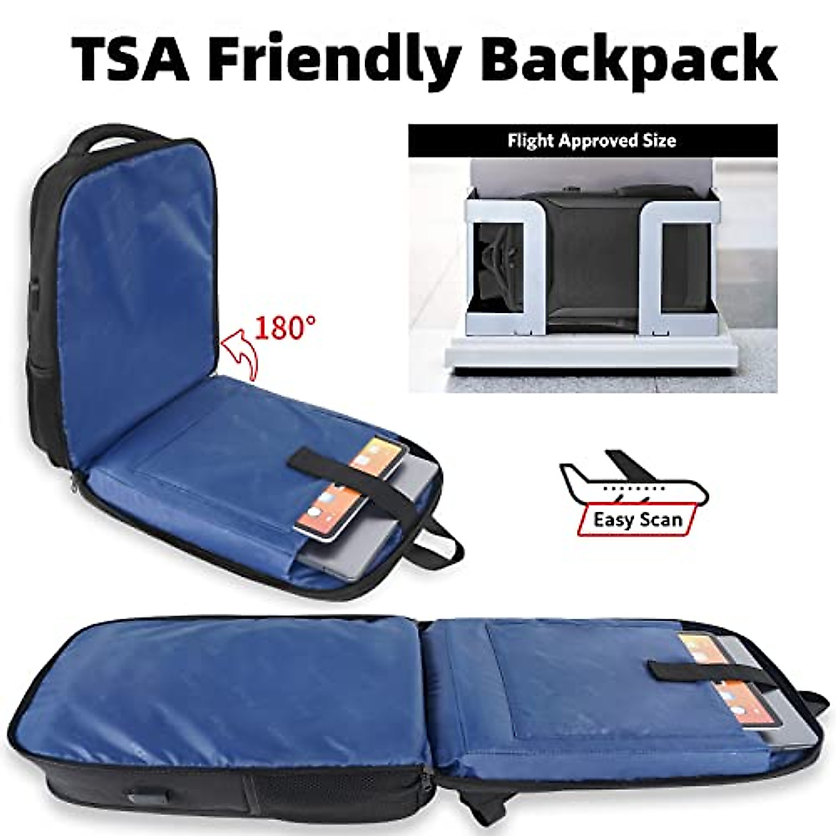 DEEGO Business Backpack for Men, TSA Approved Laptop Backpack for Men with USB Charging Port, Water Resistant Durable Anti Theft Work Backpack for Men Women Fits 15.6 Inch Laptop, Black