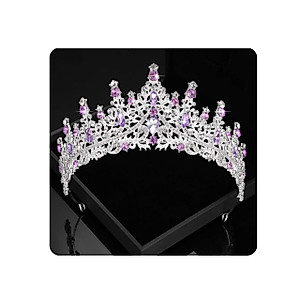 Kamirola Vintage Tiaras and Crowns for Women, Bridal Crown Princess Tiaras headbands for women, Costume Party Accessories（TR19） (Silver & Purple)