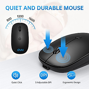 Rechargeable Wireless Keyboard and Mouse Combo, UHURU 2.4G Cordless Keyboard Mouse, Ultra-Thin Keyboard,3 Level DPI Mouse, Energy-Saving Keyboard Mice, Compatible with Windows/Mac OS/Laptop/PC