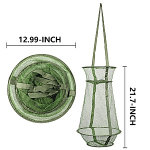 mouhike Collapsible Fish Basket Mesh Fish Trap Portable Fish Cage Foldable Fishing Keep Net for Keeping Fish Alive, Bait Storage Crayfish Crab Minnows Shrimps Lobsters
