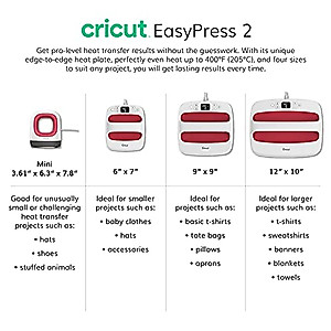 Cricut Raspberry Mini Easy Press Bundle with Everyday Iron-On Rolls, Strong Bond Iron On Rolls, HTV, Easy to Weed Heat Transfer Vinyl, Sublimation, Convenient and Portable Size, DIY Small Projects