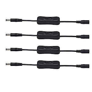 20cm DC 5.5mm x 2.1mm Male to Female On/Off Switch Cable YOUCHENG for LED CCTV Security Camera(4-Pack)…