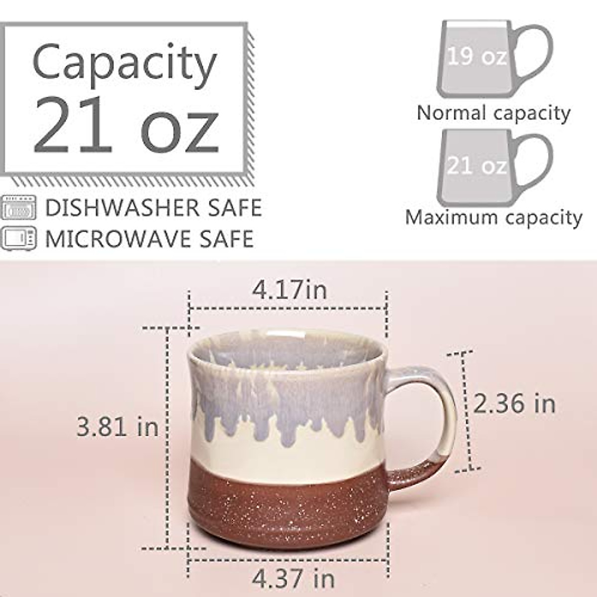 Bosmarlin Large Ceramic Coffee Mug, Big Tea Cup, 7 Colors to Choose, 21 Oz, Dishwasher and Microwave Safe, 1 PCS (Red)