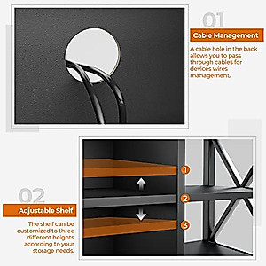 GreenForest TV Stand for TV up to 65 inches Entertainment Center with 6 Storage Cabinet for Living Room, 55 inch Television Stands Console Table, Black