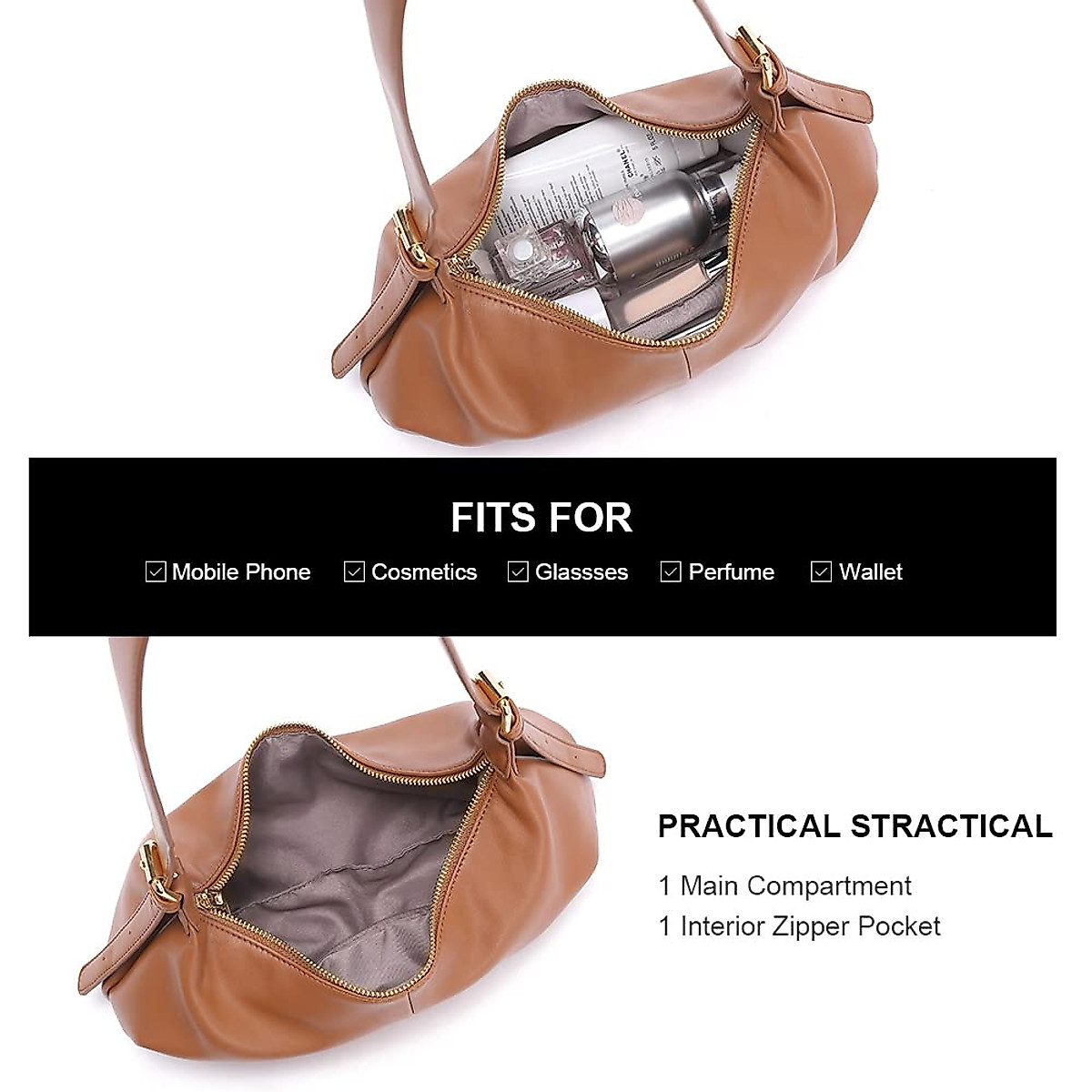 CLUCI Shoulder Bag,Purses for Women Dumpling Small Hobo Bags Vegan Leather Ladies Clutch with Adjustable Strap