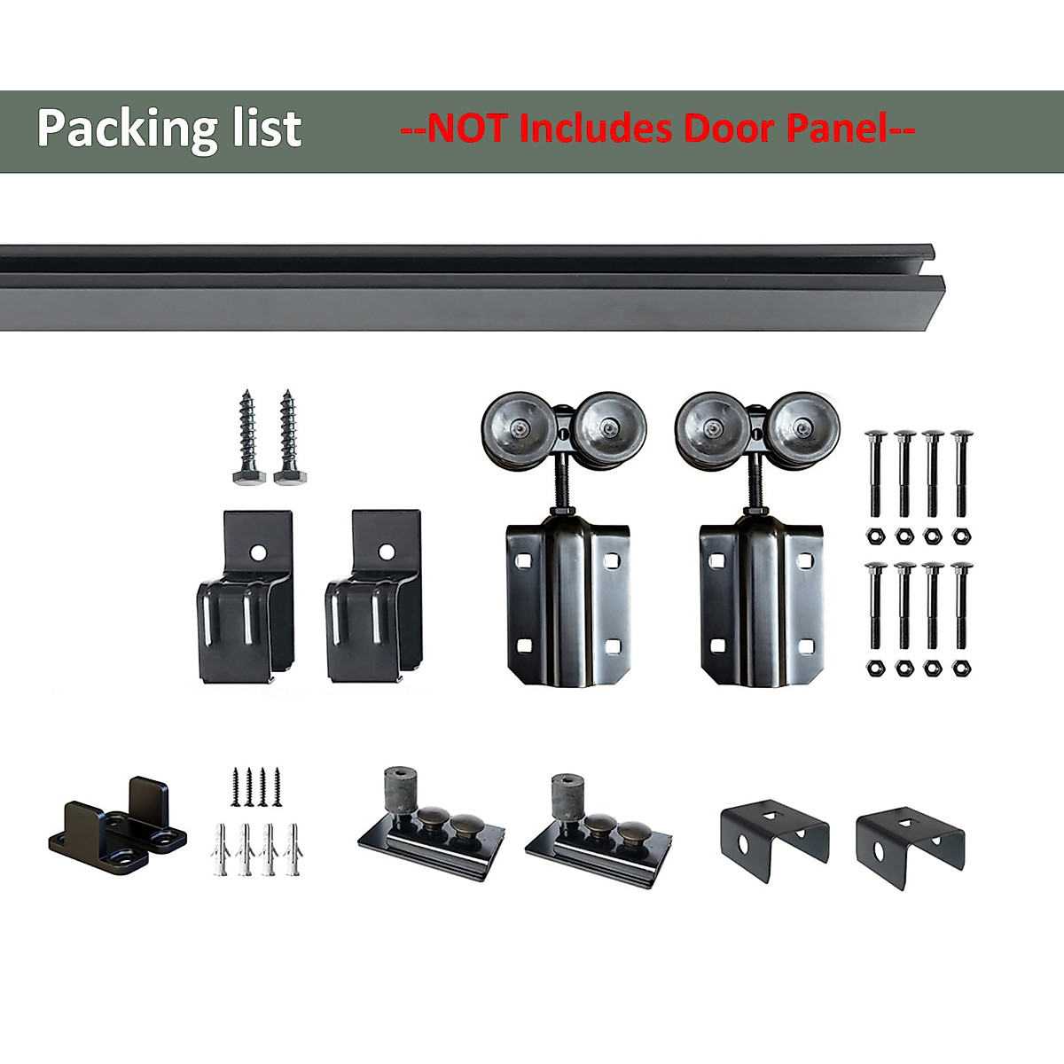 DIYHD 6FT Black Box Rail Sliding Barn Door Hardware Heavy Duty Outdoor Sliding Track Kit, 6FT Track kit, Wall Mount Kit