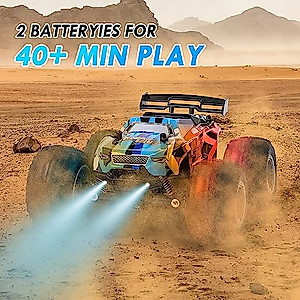 HENEROAR Remote Control Car, Remote Control Truck, 2.4Ghz All Terrain Off-Road Monster Truck, 20 KM/H Rc Cars with LED Bodylight and 2 Rechargeable Batteries Toys for Boys Age 4-7 8-12