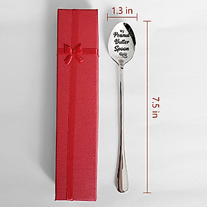 PZJIEAN My Peanut Butter Spoon Funny Engraved Stainless Steel Spoon, Best Peanut Butter Spoon Dessert Spoon Gifts for Dad Mom Grandpa Grandma Birthday Valentine Christmas Gift