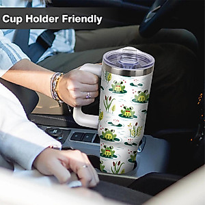 puhnhsv 30 oz Frog Tumbler with Handle and Straw, 30oz Insulated Stainless Frog Tumbler Coffee Travel Mugs Cup Water Bottle Frog Lovers Gifts for Women Girls