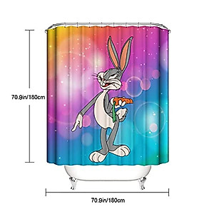 CYUASUAP 4Pcs B.ugs Bun.ny Shower Curtain Sets, with Non-Slip Rugs, Toilet Lid Cover and Bath Mat,Durable Watertight 70x 70 in