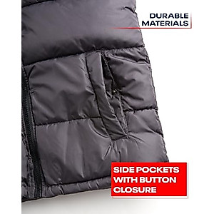 Reebok Boys Puffer Vest - Kids Lightweight Quilted Full Zip Vest - Outerwear Sleeveless Jacket for Boys (8-20), Size 8, Charcoal