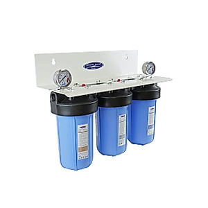 Compact Whole House Water Filter, Fluoride Removal (2-4 GPM | 1-2 People), Triple Cartridge, Includes 1" Connection | Crystal Quest