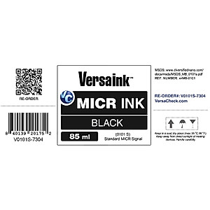 VersaInk-Nano Black MICR Ink -85ml – Magnetic Ink for Check Printers and All-in-One Inkjets - Standard MICR Signal, V0101S-7304