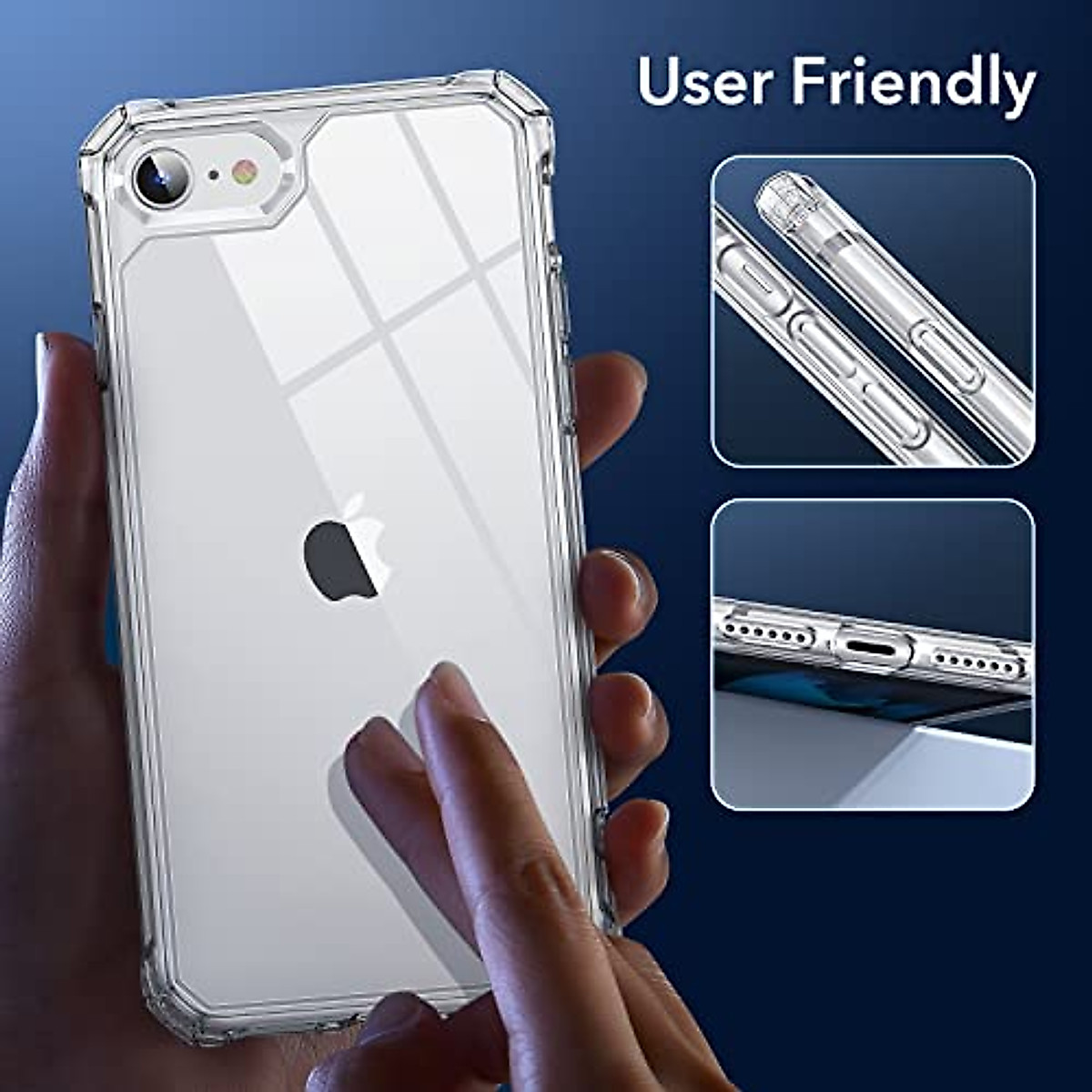 ESR for iPhone SE (2022) Case, iPhone SE (2020) and iPhone 8, Military-Grade Protection, Shock-Absorbing Corners, Scratch and Yellowing-Resistant Back, Phone Case for SE 3/2, Air Armor Case, Clear